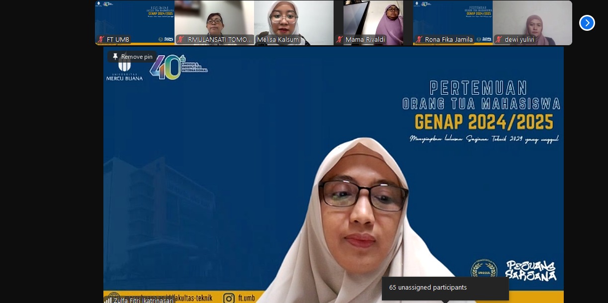 Pertemuan dengan orang tua mahasiswa via zoom - Universitas Mercu Buana